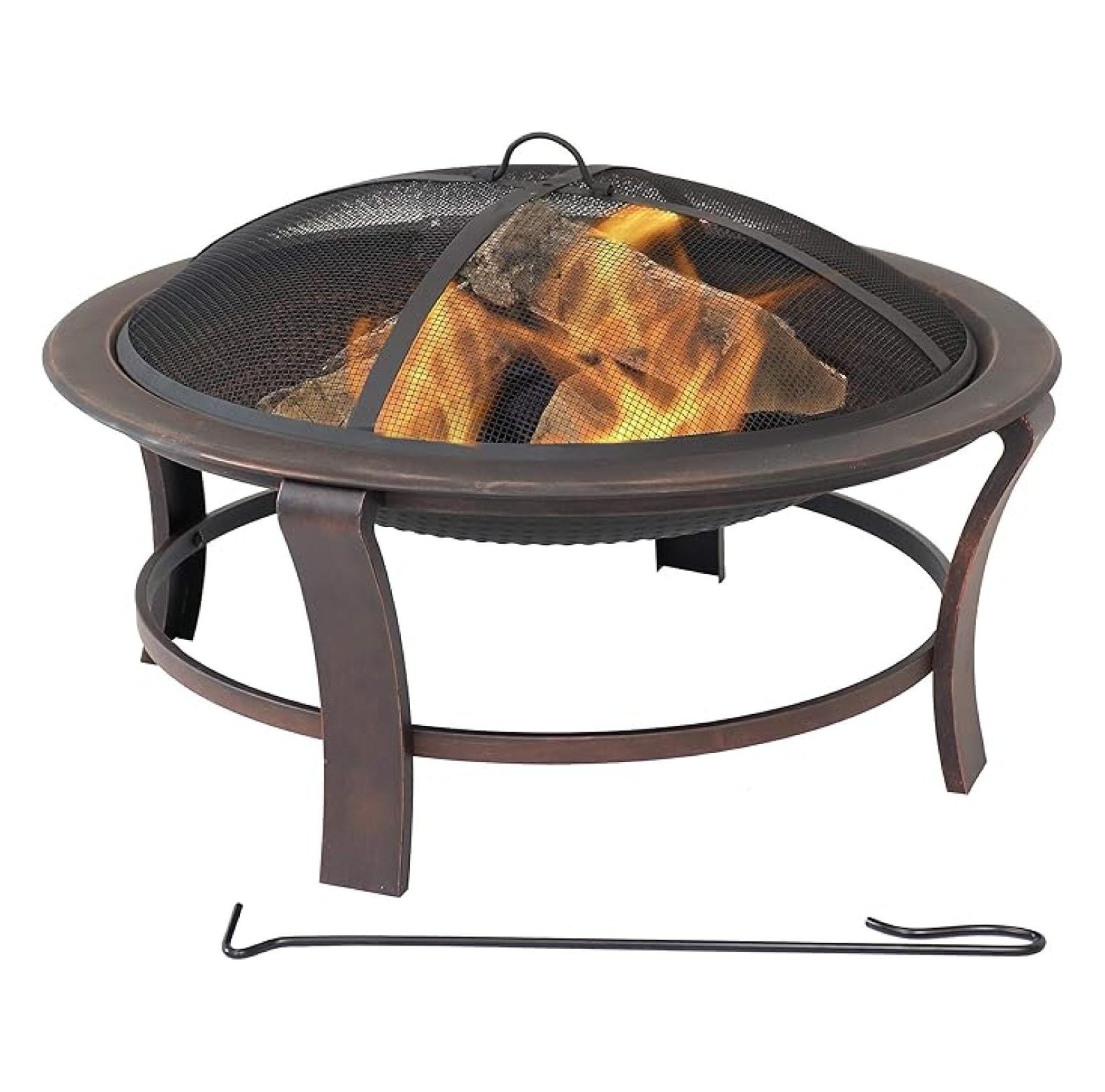 29-Inch Elevated Wood-Burning Bowl with Stand - Includes Screen, Wood ...