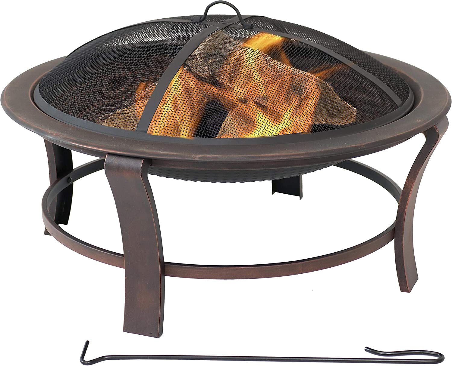 29-Inch Elevated Wood-Burning Fire Pit Bowl with Stand - Includes Spark ...