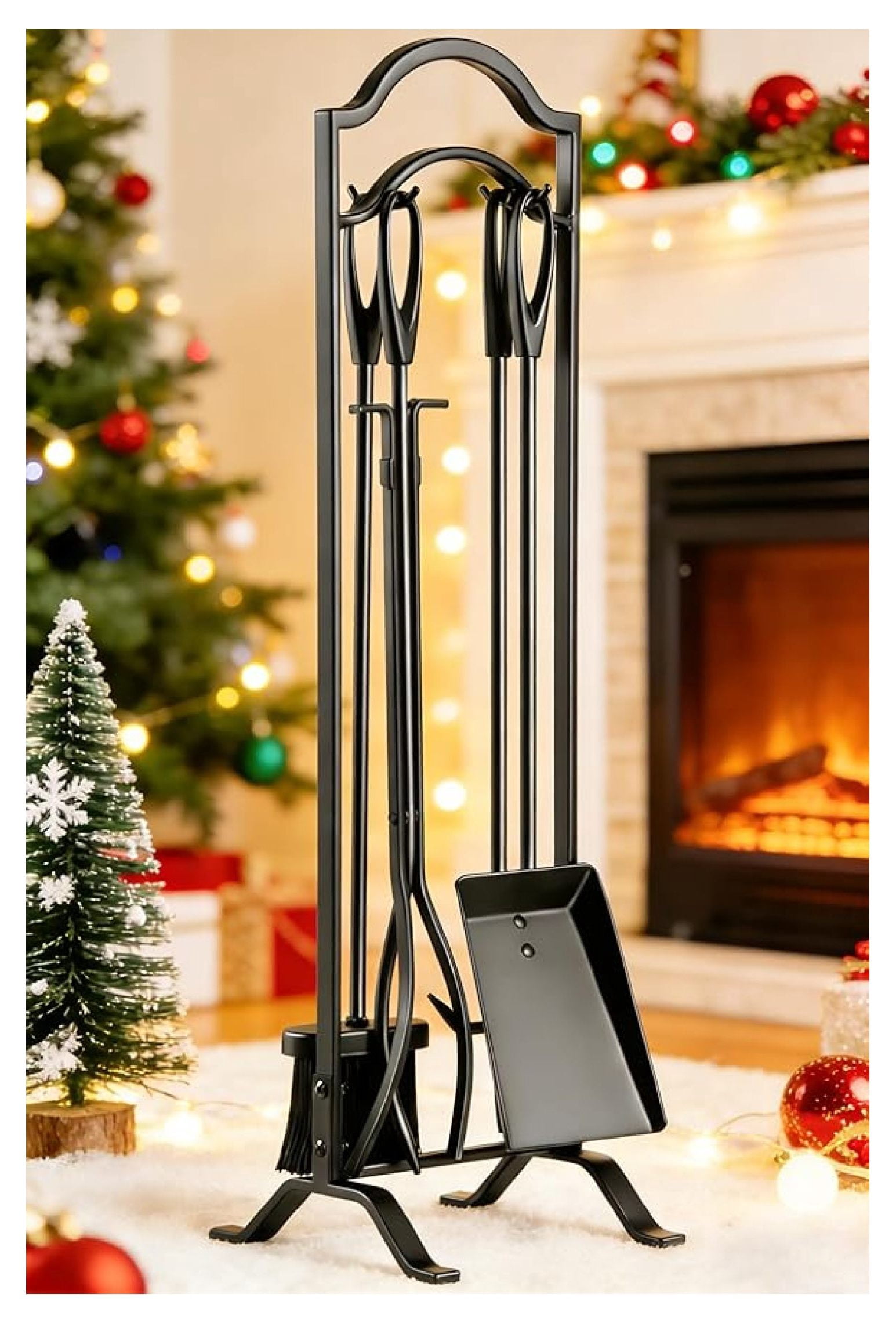 29 Inch Fireplace Tools Set 5 Pieces Indoor Outdoor Wrought Iron ...