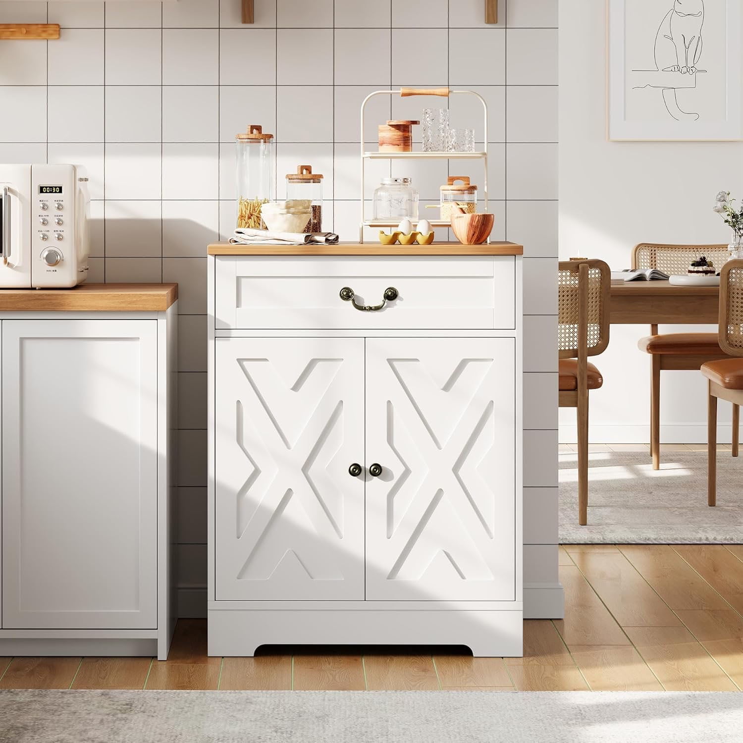 29 Inch Modern Farmhouse Sideboard Buffet Cabinet with Drawer ...