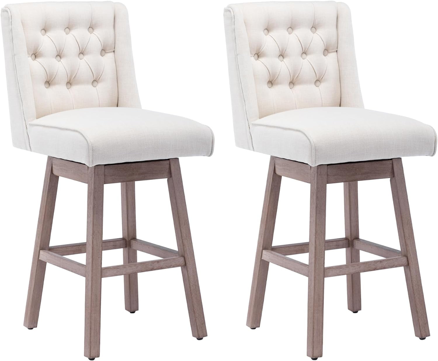 29 Inch Modern Swivel Bar Stools Set of 2, Performance Fabric ...