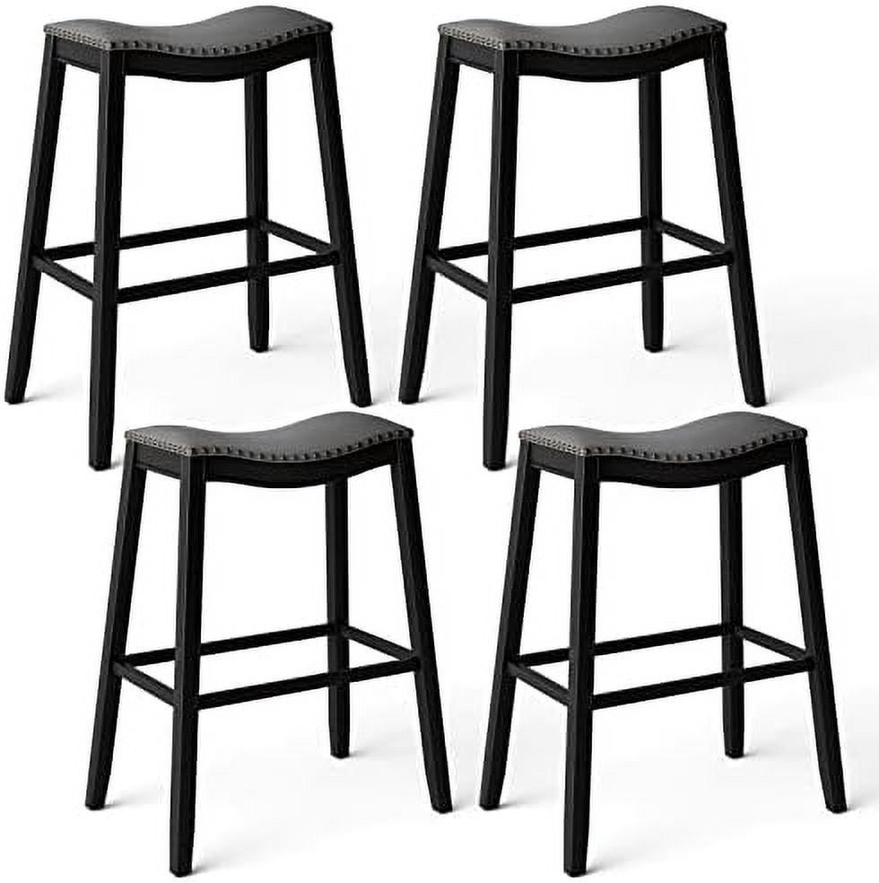 29 Inch Stools Counter Barstool with Pu Leather Backless Saddle Stools ...