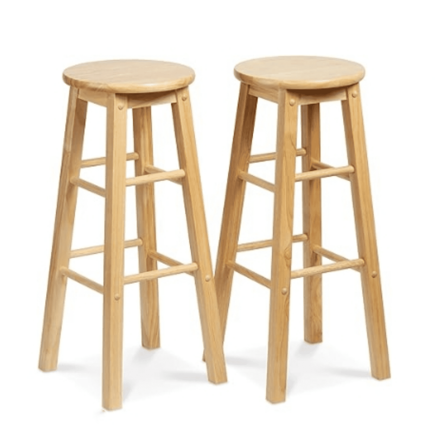 29 Inch Tall Classic Round Seat Kitchen Counter Bar Stools 2 Pack with ...