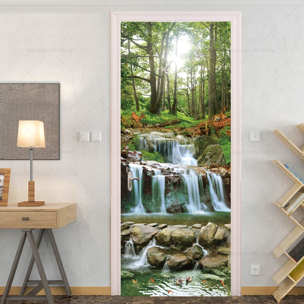 29 Landscape Door Stickers Waterfall Home Decoration Murals Suitable ...