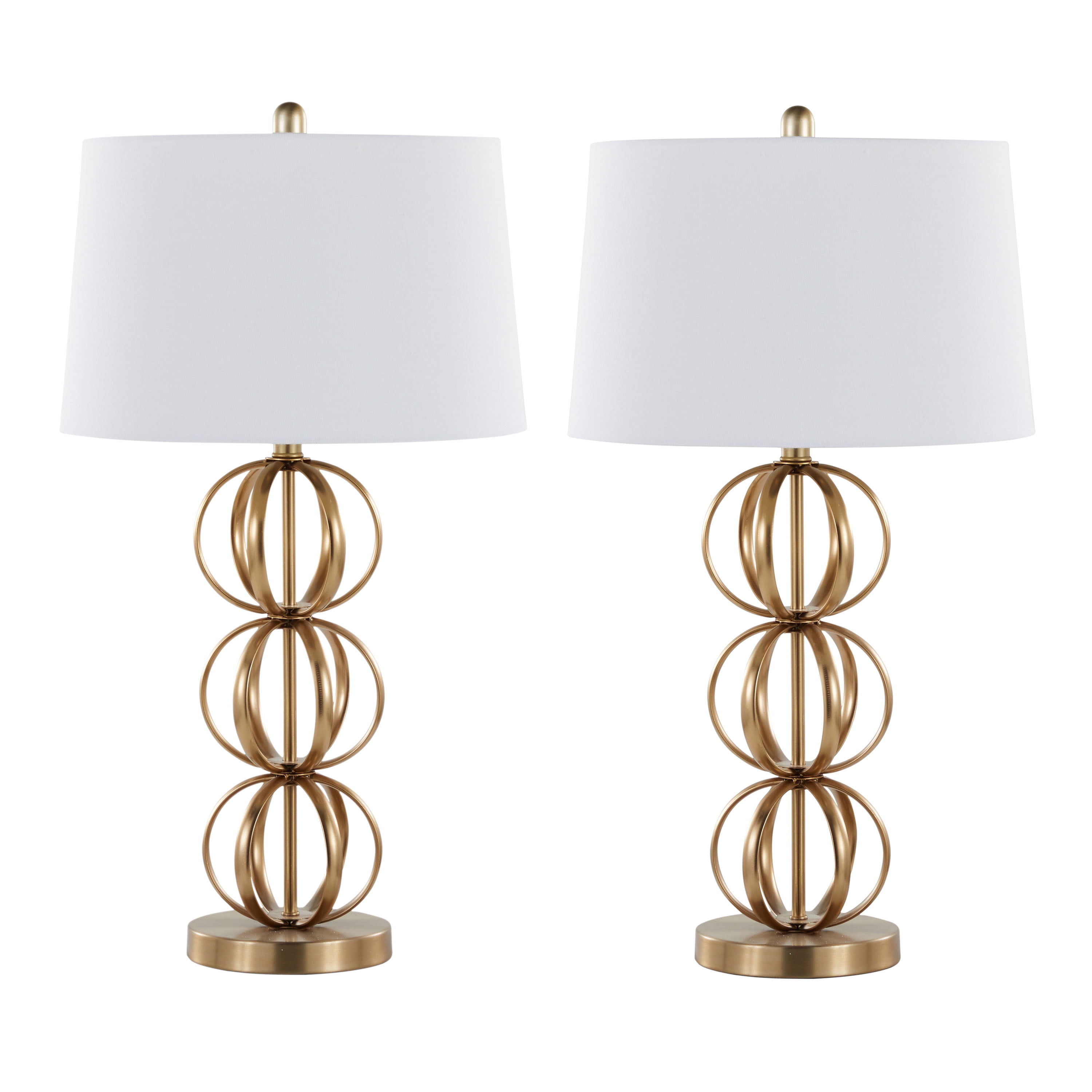 29" Linx Contemporary Metal Table Lamp in Gold with White Linen Shade ...