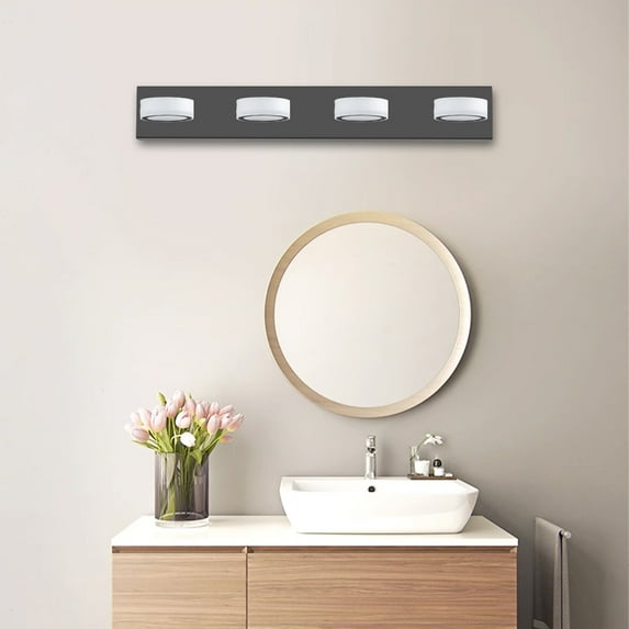 29" Modern 4-Light LED Vanity Light, Sleek Black Bathroom Wall Light ...