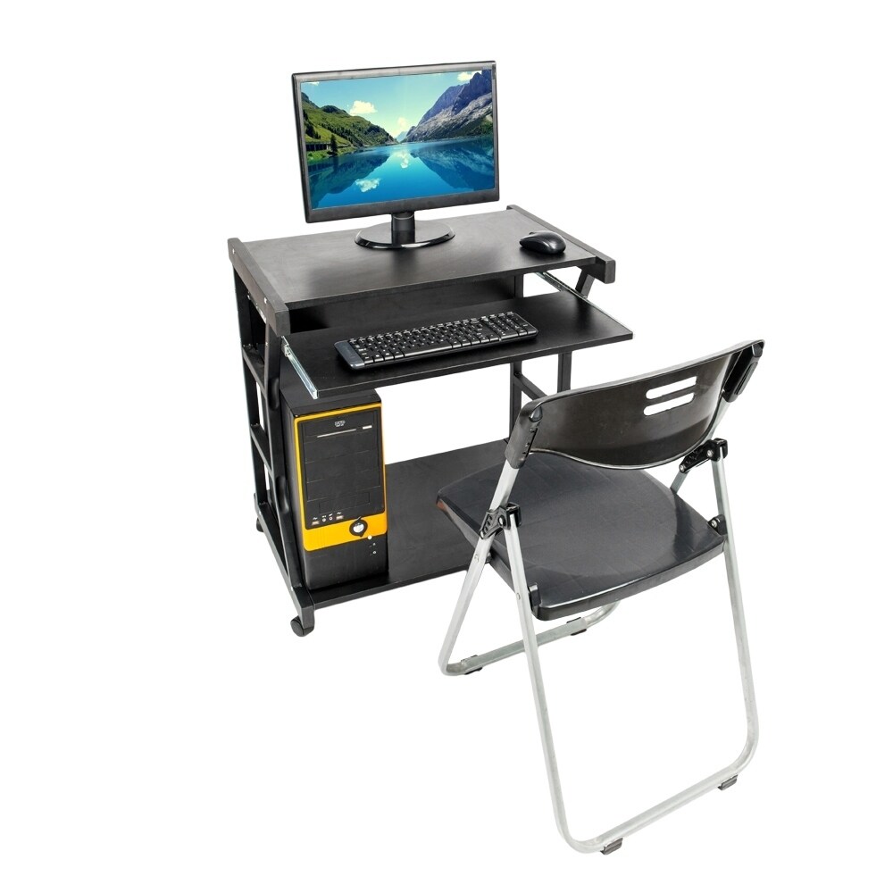 29" Moveable Study Desk Four-wheel Computer Desk Black - Walmart.com