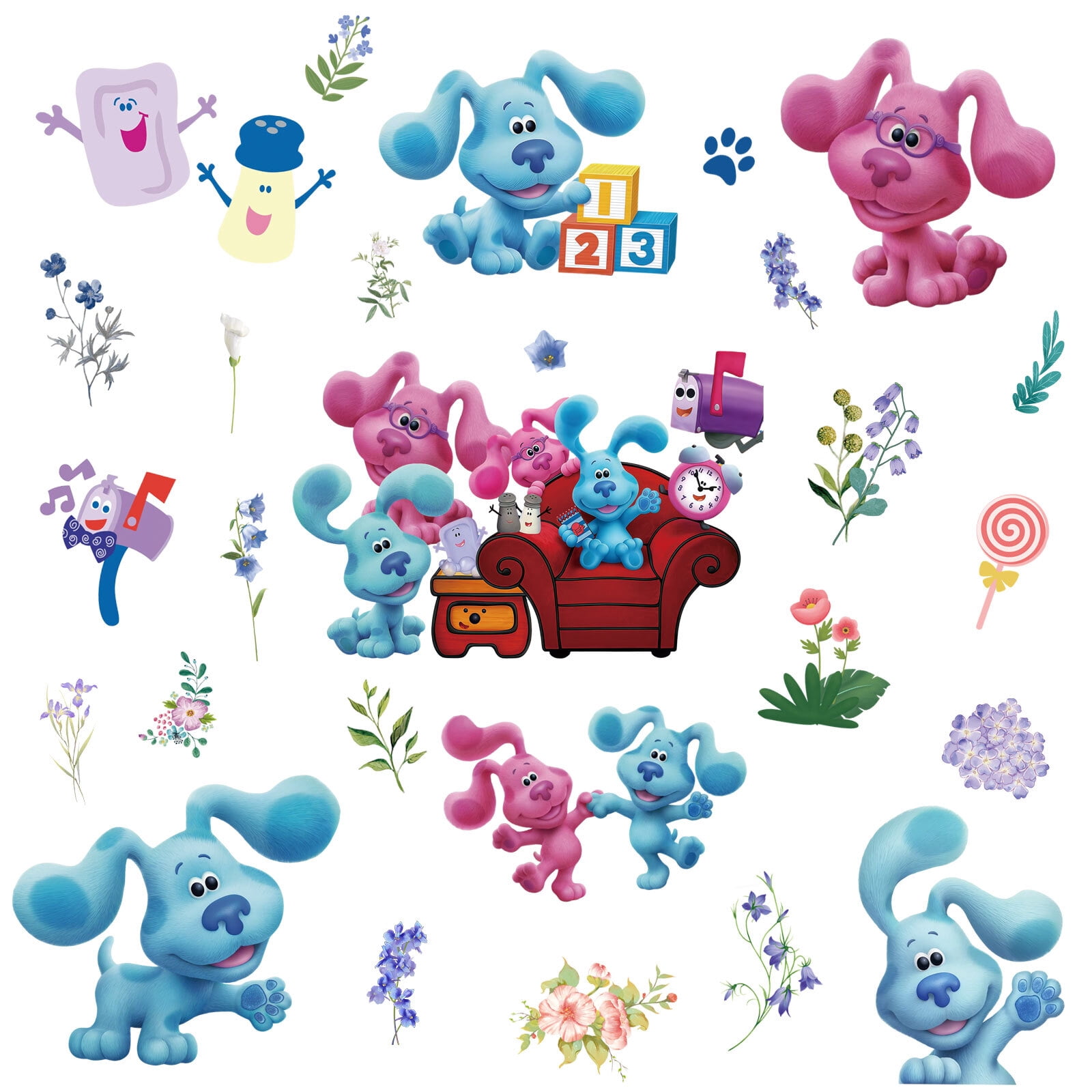 29 PCS For Blues Theme For Clues Wall Stickers,4 Sheets 17.72x9.84 inch ...