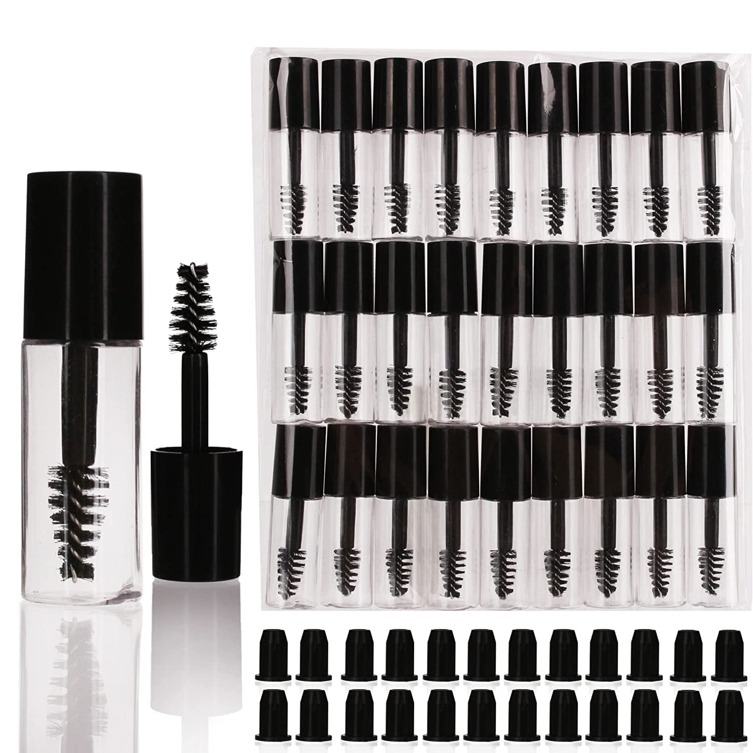 29 PCS Empty Mini 3ml mascara tubes and wand for castor oil, Small ...