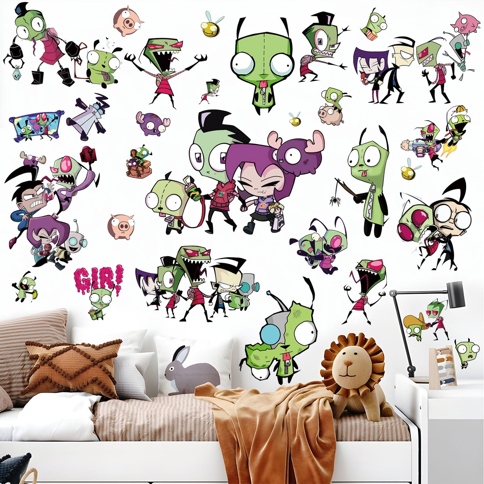 29 PCS For Invader Theme For Zim Wall Stickers – Cartoon Character PVC ...