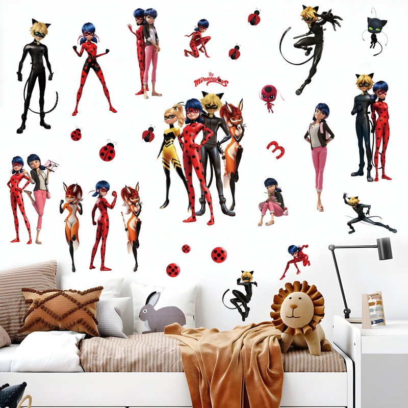 29 PCS For Miraculous Ladybug Theme Wall Stickers – Cartoon Character ...
