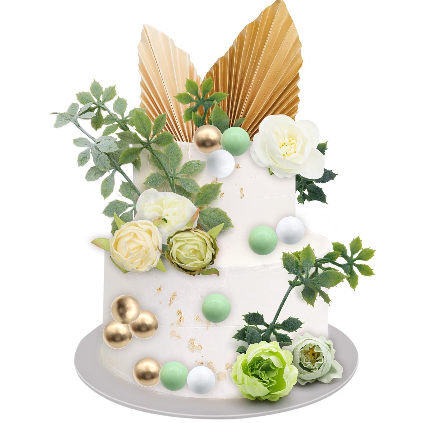 29 Pack Cake Decorations, ZYNERY Green Birthday Cake Toppers with ...