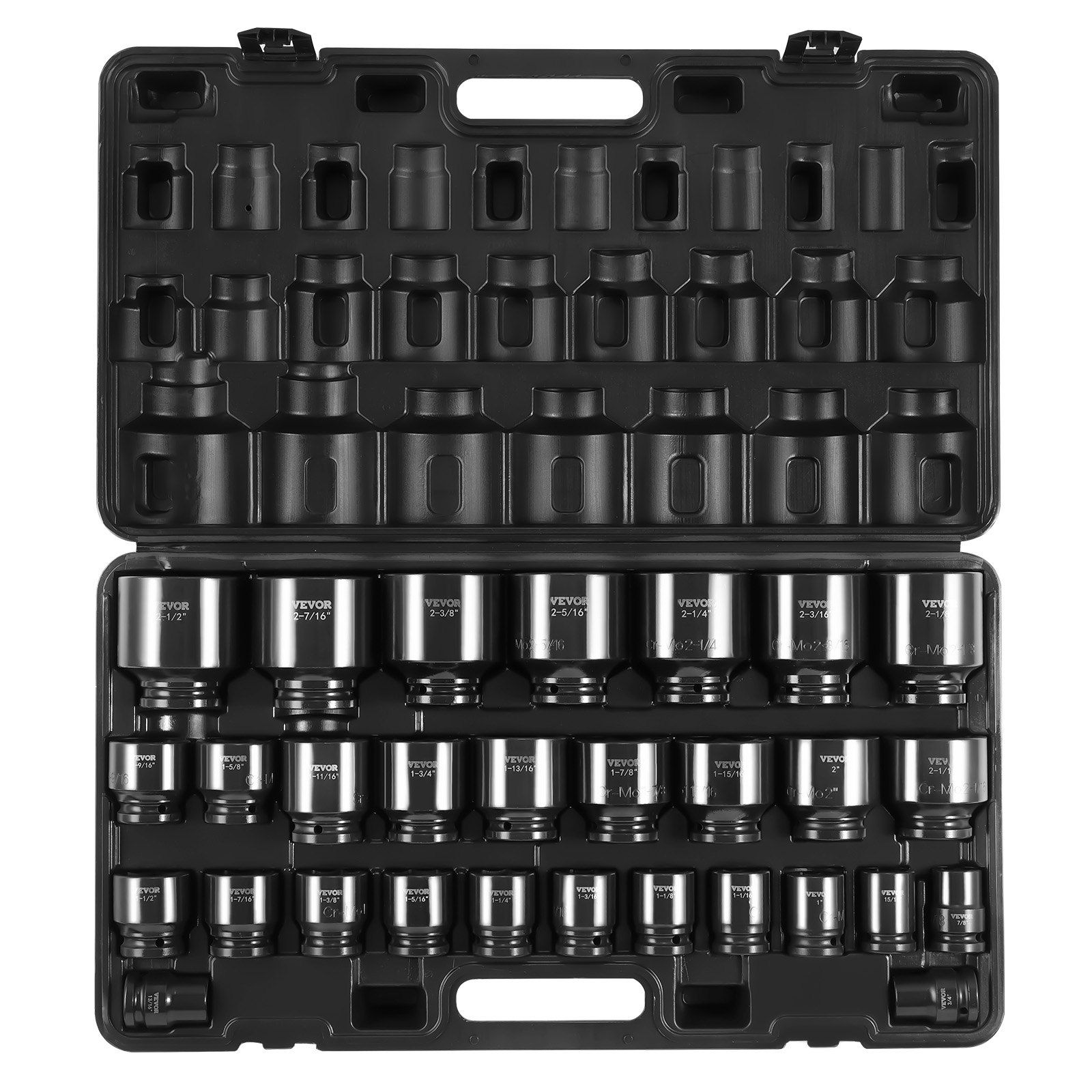 29-Piece 3/4" Drive Impact Socket Set, SAE 6-Point Sockets (3/4" to 2-1 ...