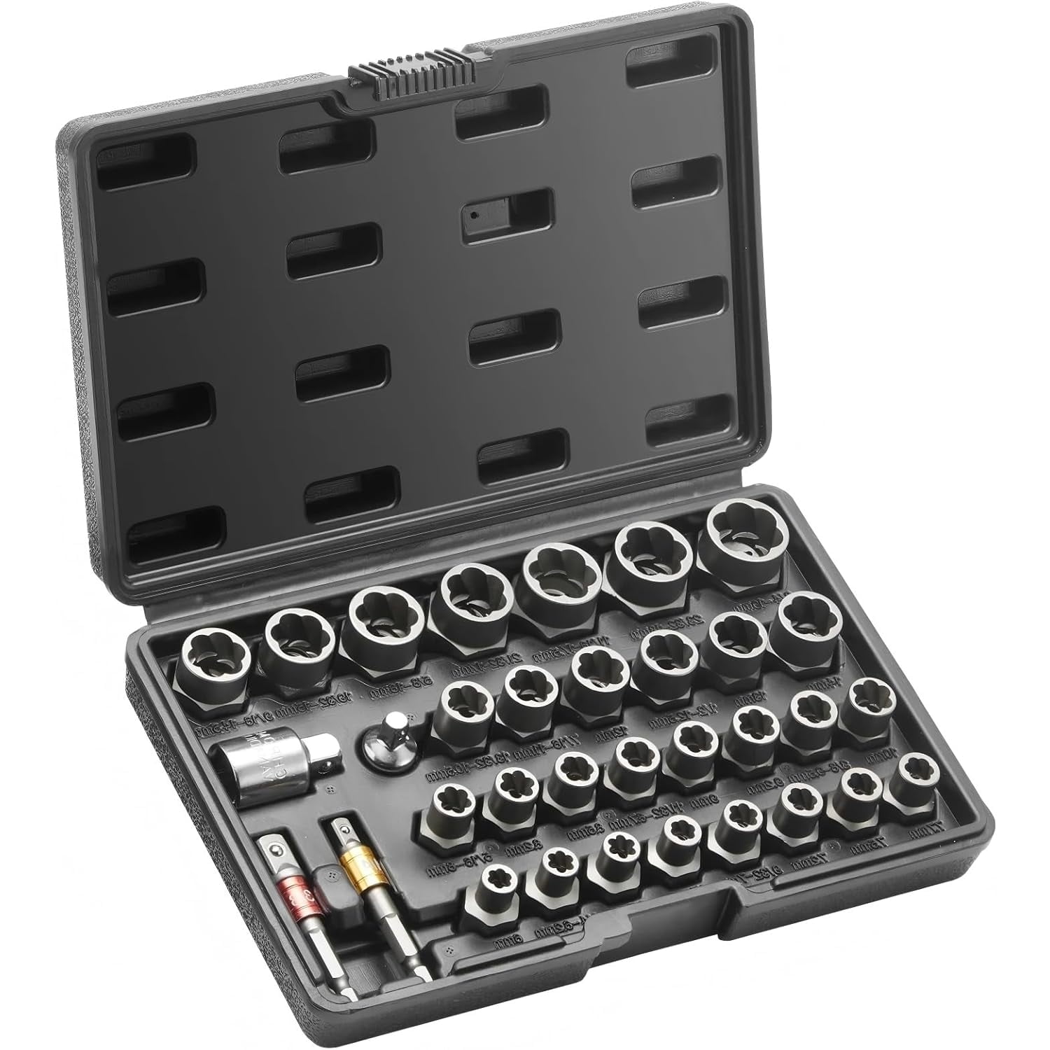 29 Piece Bolt Extractor Set, Socket Set with 4 Adapters, Compatible ...