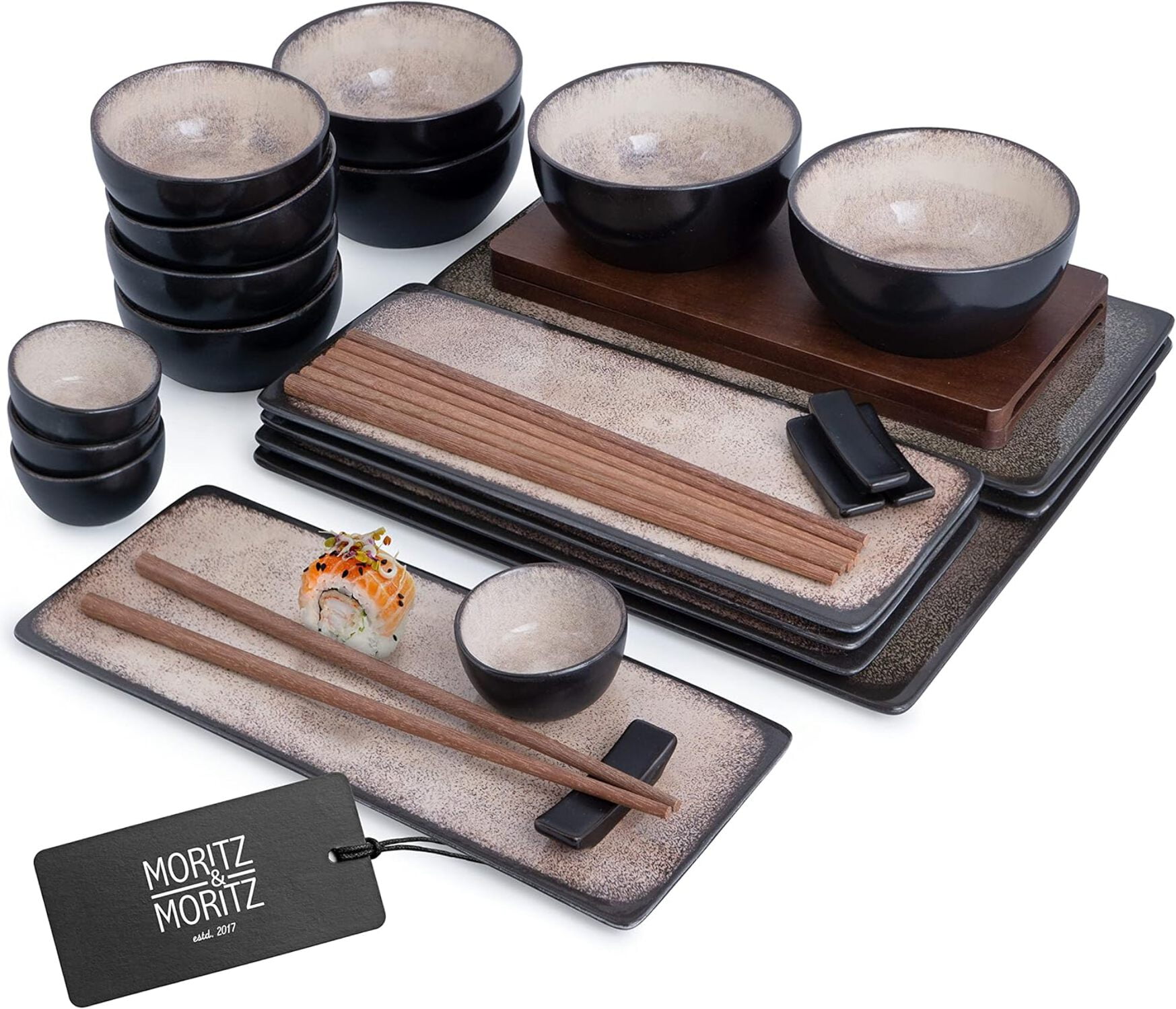 29-Piece Sushi Dinnerware Set – Plates, Bowls, Dipping Dishes ...