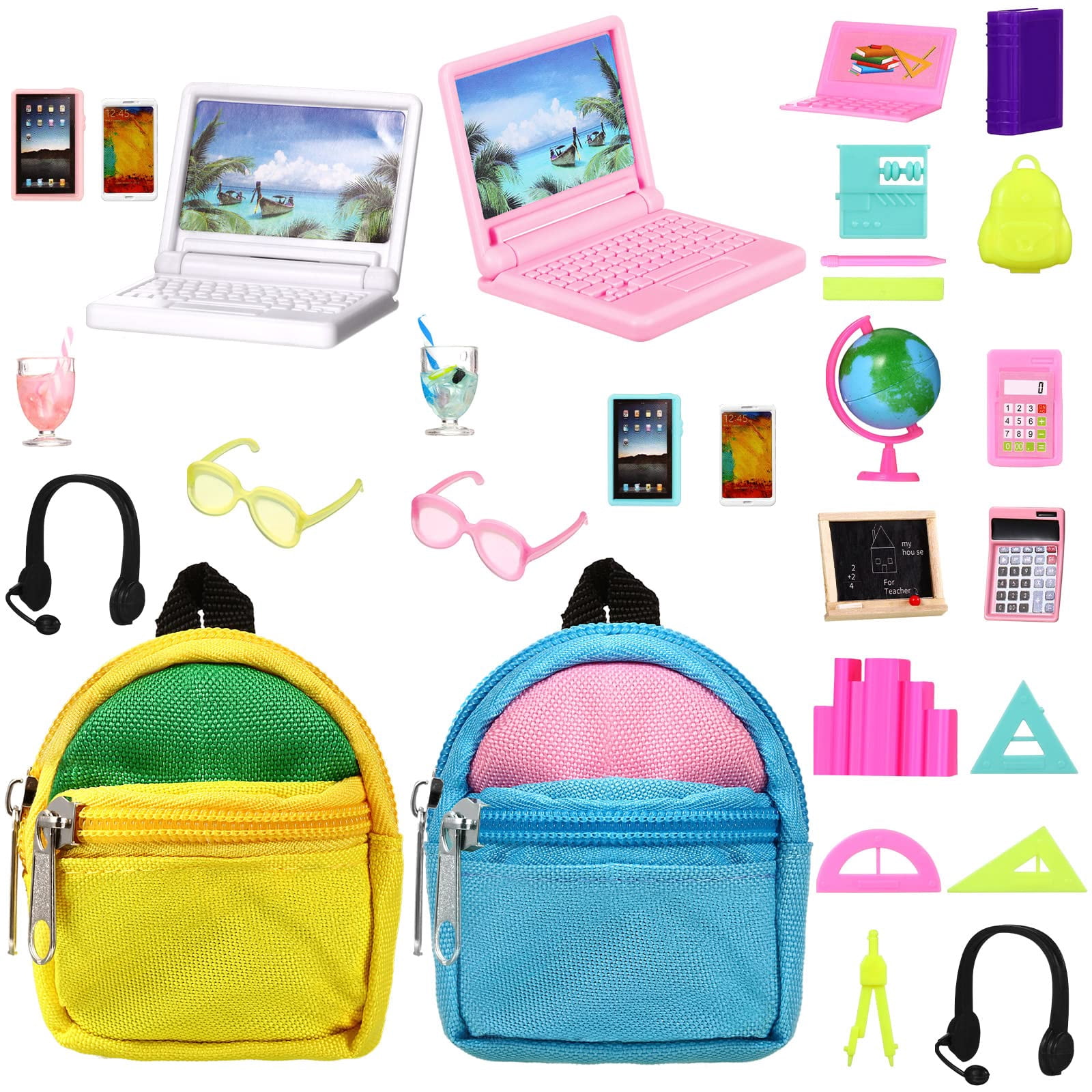 29 Pieces Dollhouse Accessories Mini Laptop Computer Tablet Phone Toy ...