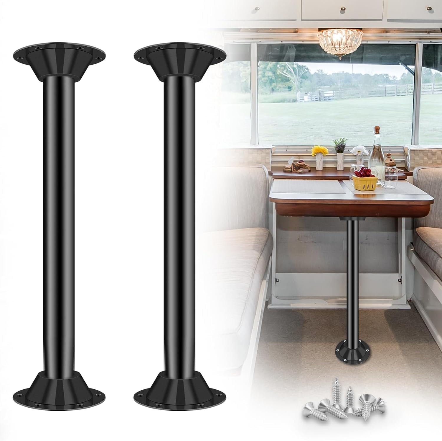 29" RV Table Leg Mount | Heavy-Duty Aluminum RV Table Legs and Base Mount | Camper Table ...