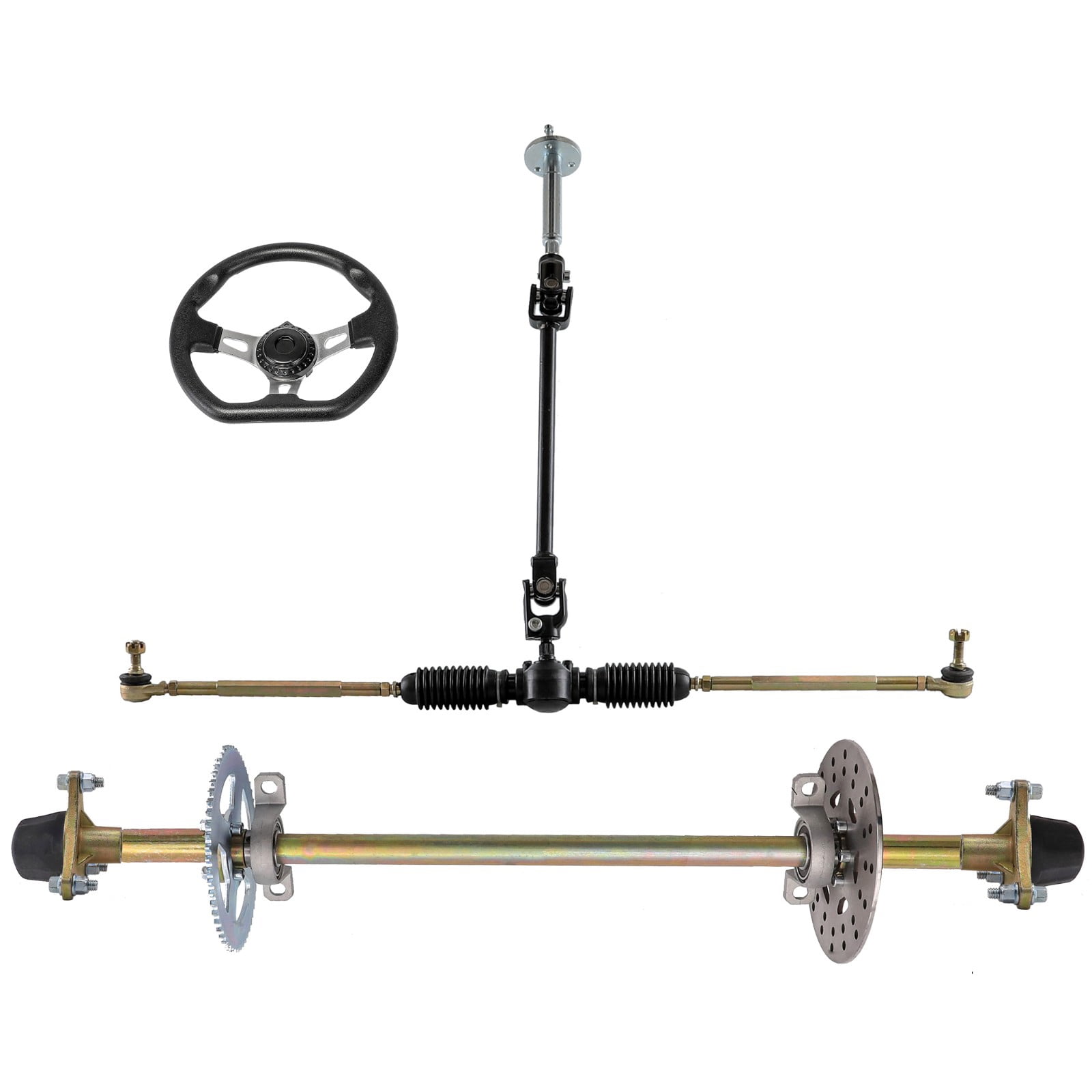 29" Rear Live Axle Kit with T8F Chain Sprocket, Brake Assembly, 3 Stud ...