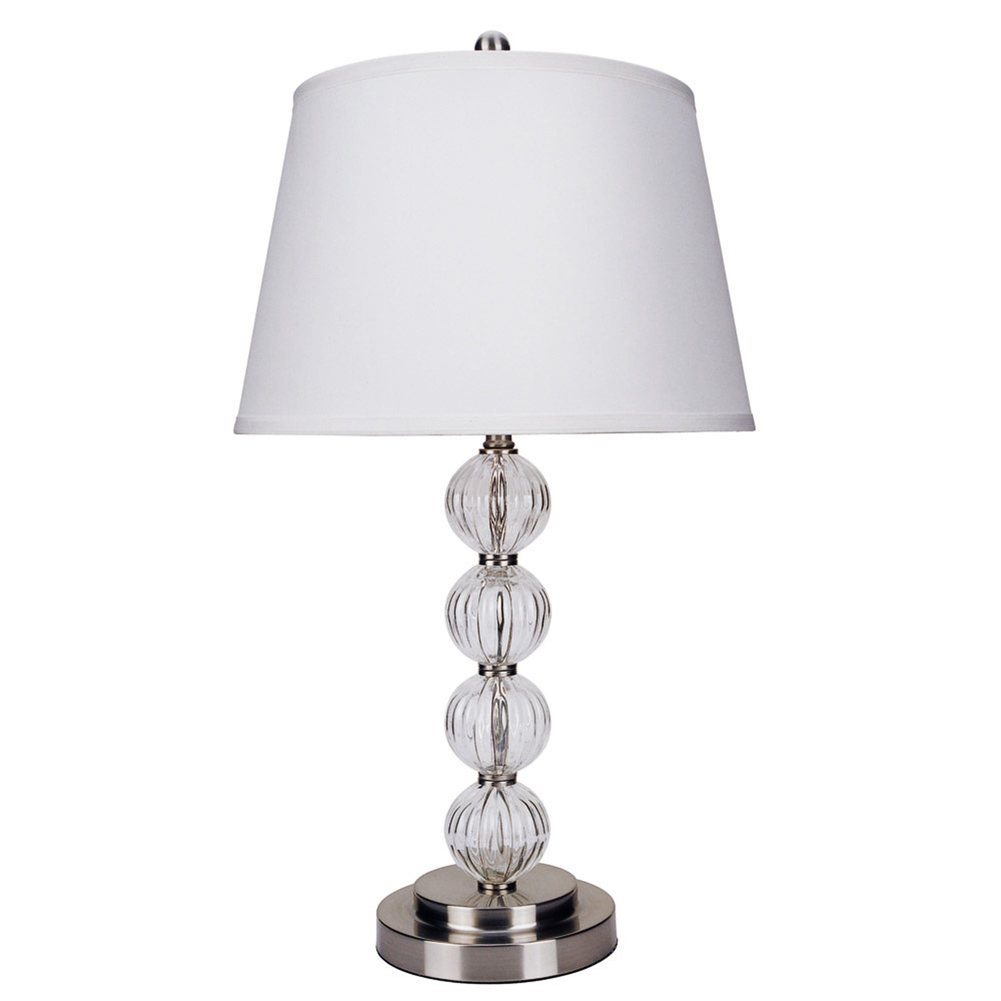 29" Silver Metal Table Lamp With White Classic Empire Shade - Walmart.com