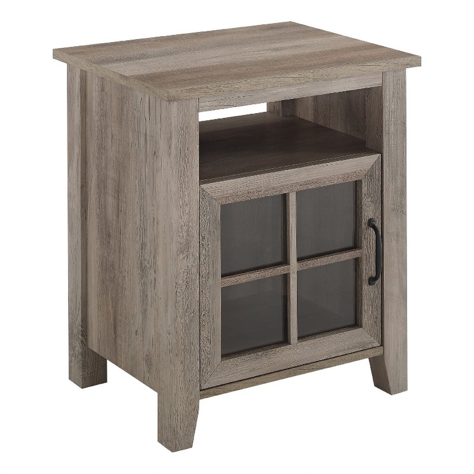 Walker Edison 29" Gray Wash Wood Side Table, Glass Door, Modern Accent ...