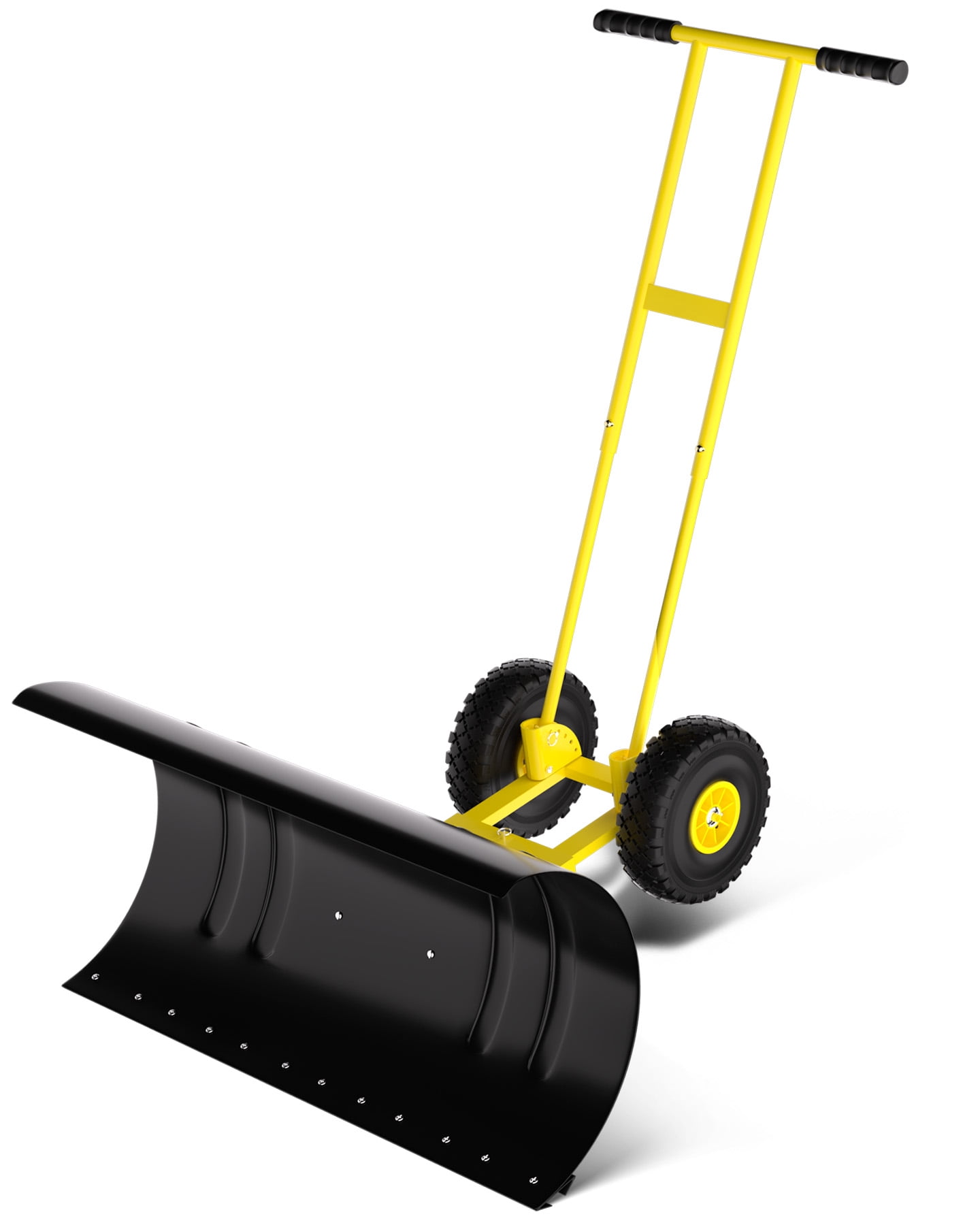 29" Snow Pusher Shovel with Wheels, Adjustable Ergonomic t-Handle Snow ...