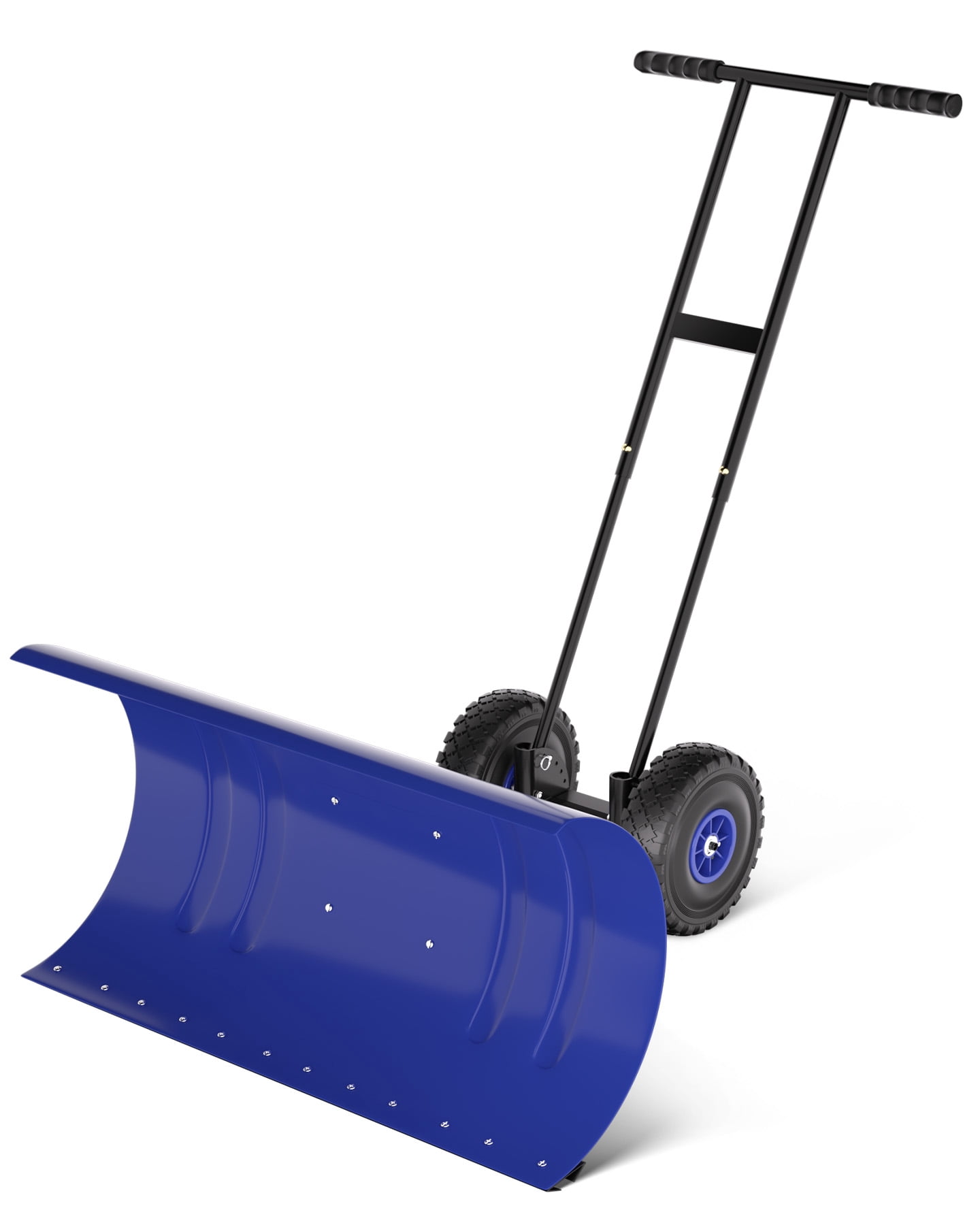 29" Snow Pusher Shovel with Wheels, Adjustable Ergonomic t-Handle Snow ...