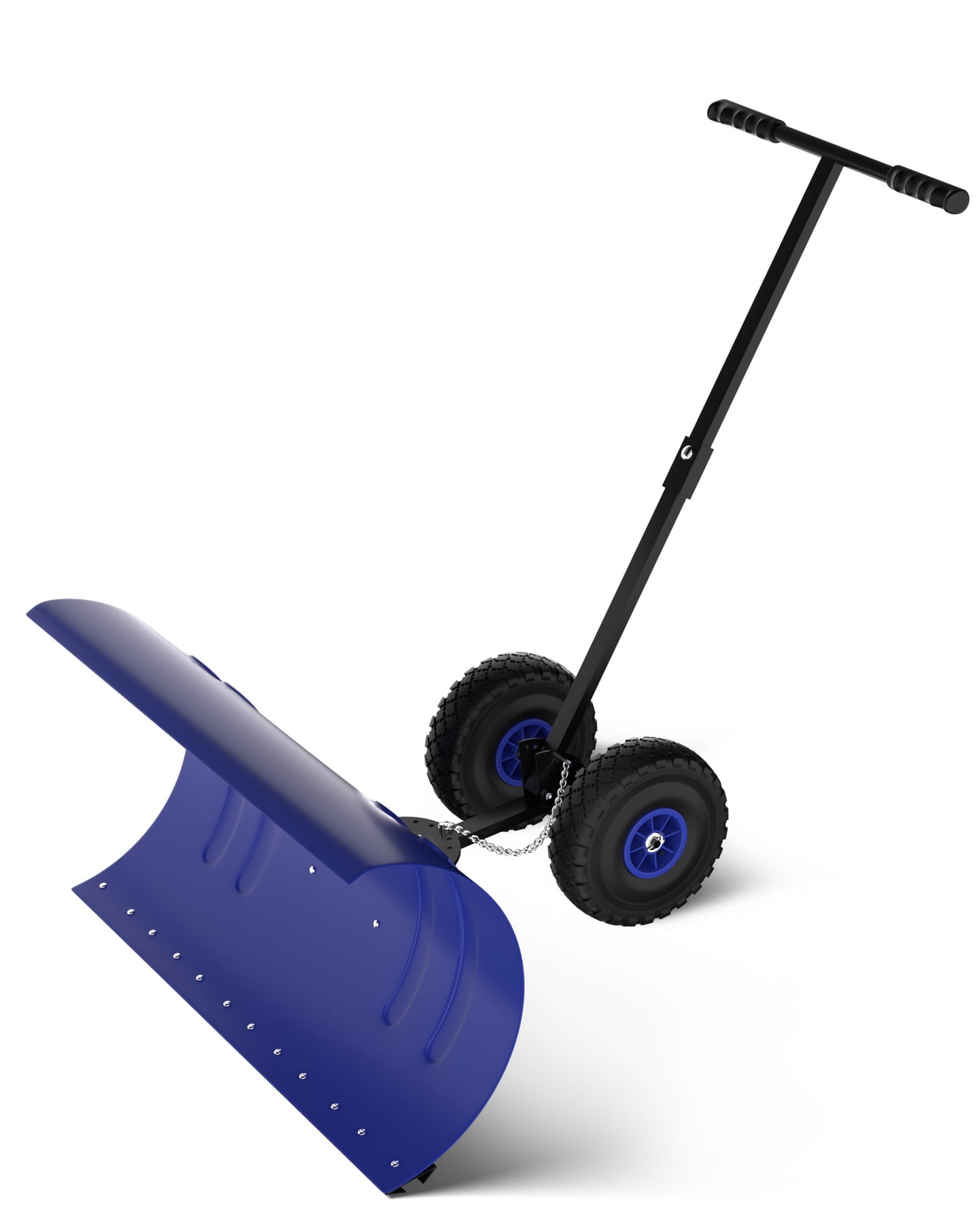 29" Snow Pusher Shovel with Wheels, Adjustable Ergonomic t-Handle Snow ...