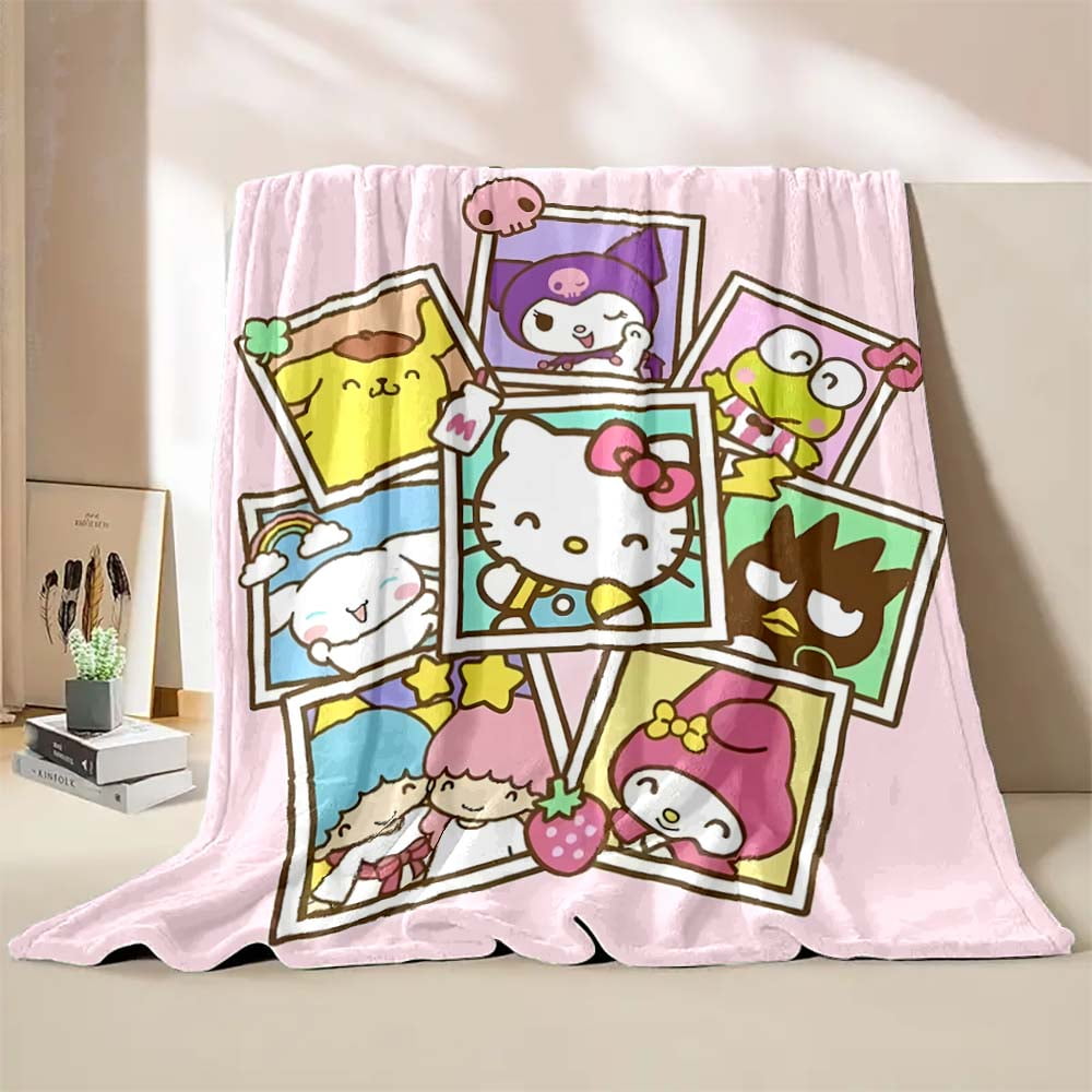29 Style Cute Kuromi Cartoon Sanrio Cat Blanket Flannel Soft Throw ...