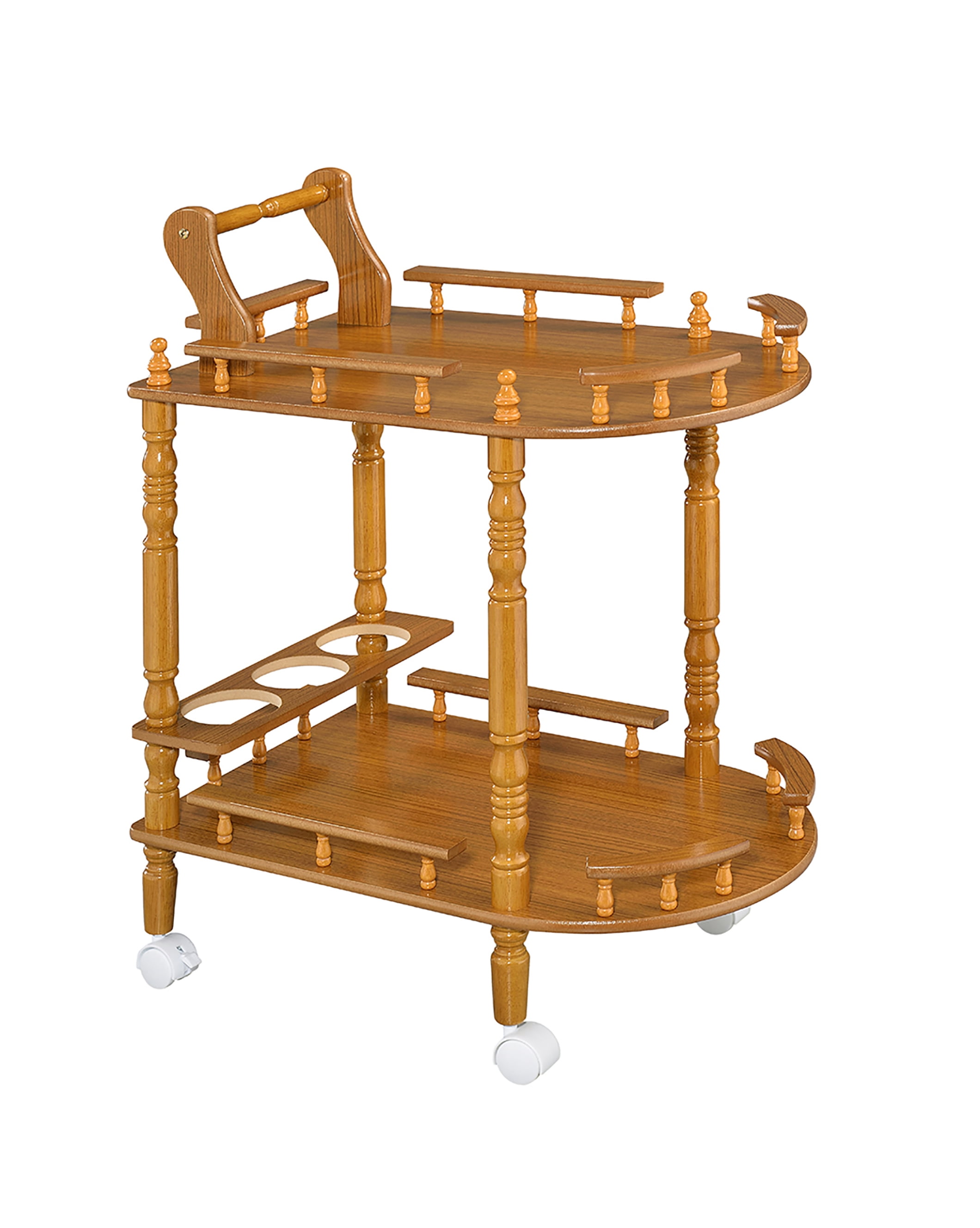 29" Tall 2-Tier Wooden Wine Table with Oak finish Oak + Wood - Walmart.com