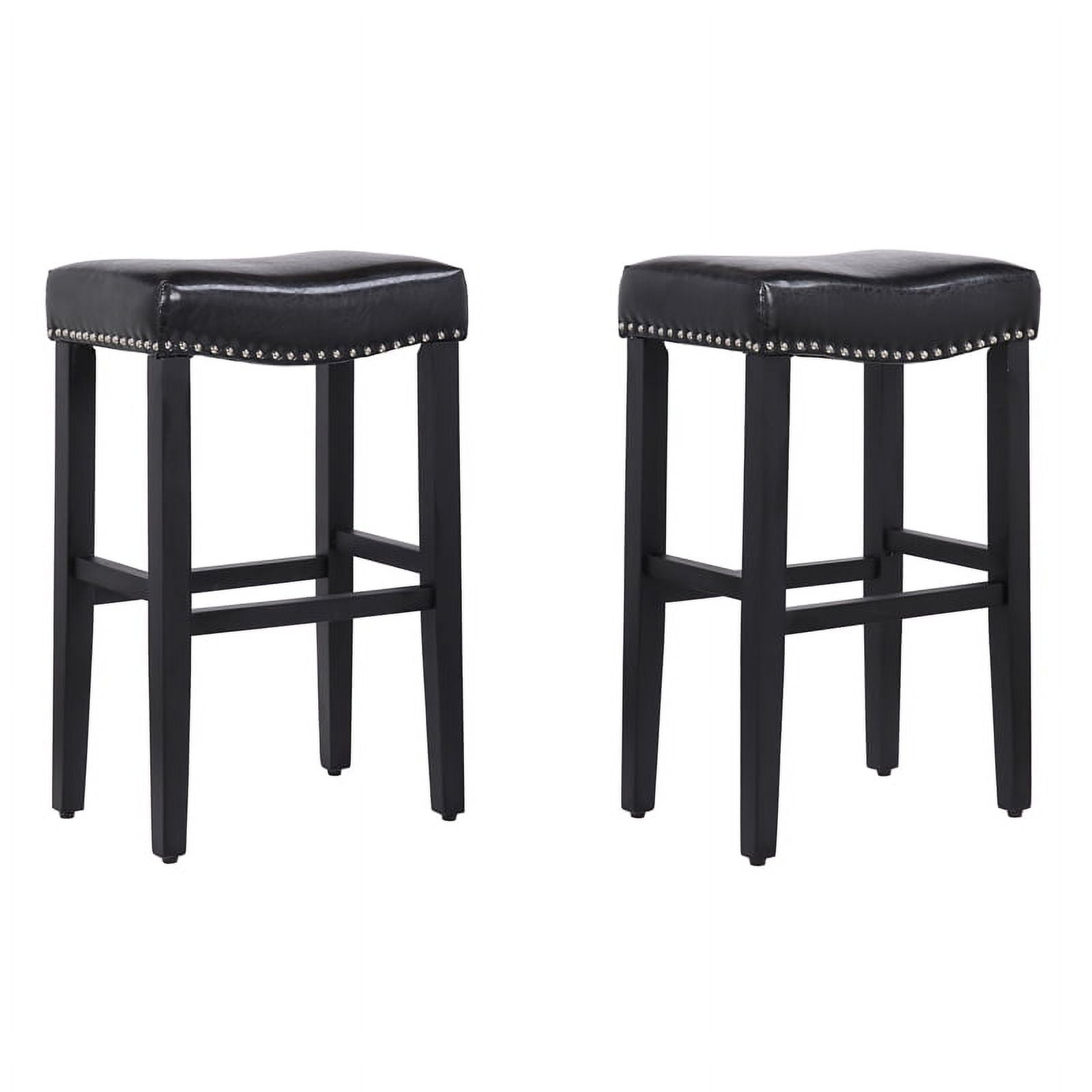 29" Upholstered Saddle Seat Bar Stool (Set of 2) in Black - Walmart.com