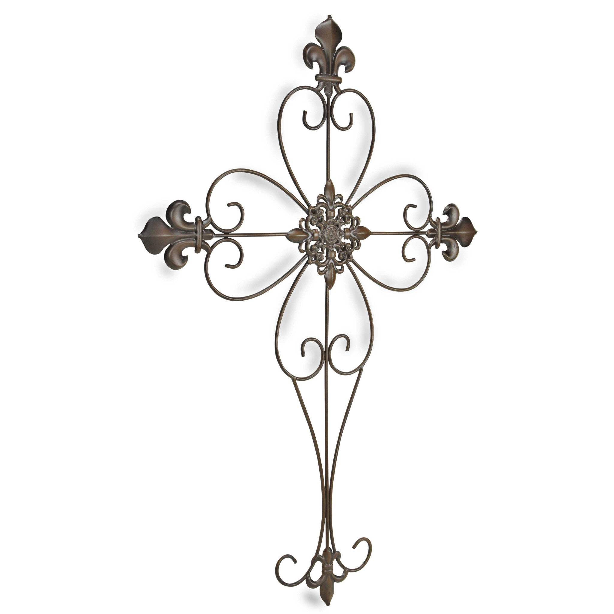 29" X 22" Bronze Metal Hanging Wall Cross Dimensional Sculpture ...