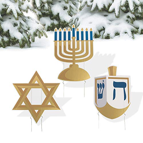 29" X 32" Hanukkah Yard Signs Set Of 3 Jewish Holiday Decorations With ...