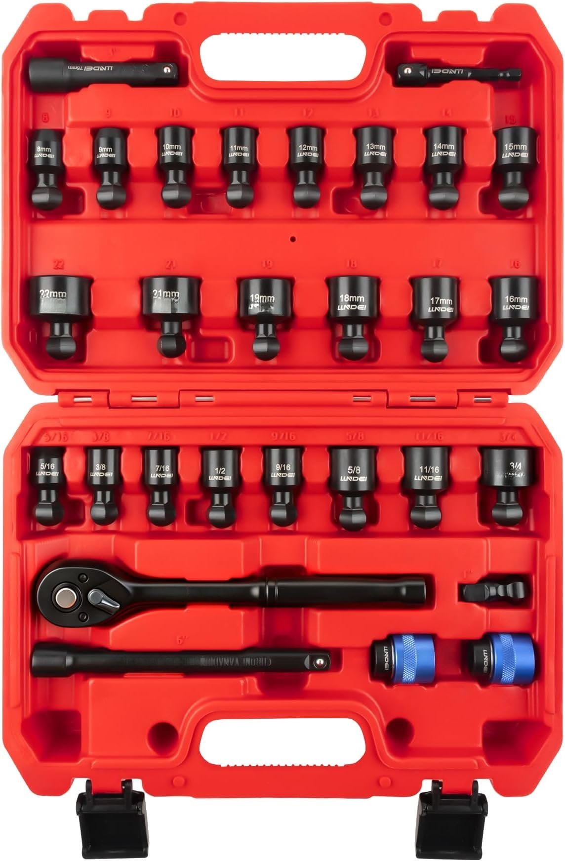 29 count Swivel Socket Set, Quick Release Design, CR-MO 3/8 Swivel ...
