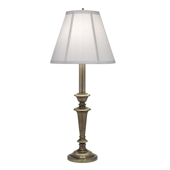 29 in. Roman Bronze Buffet Lamp with Off White Silk Shantung Shade ...