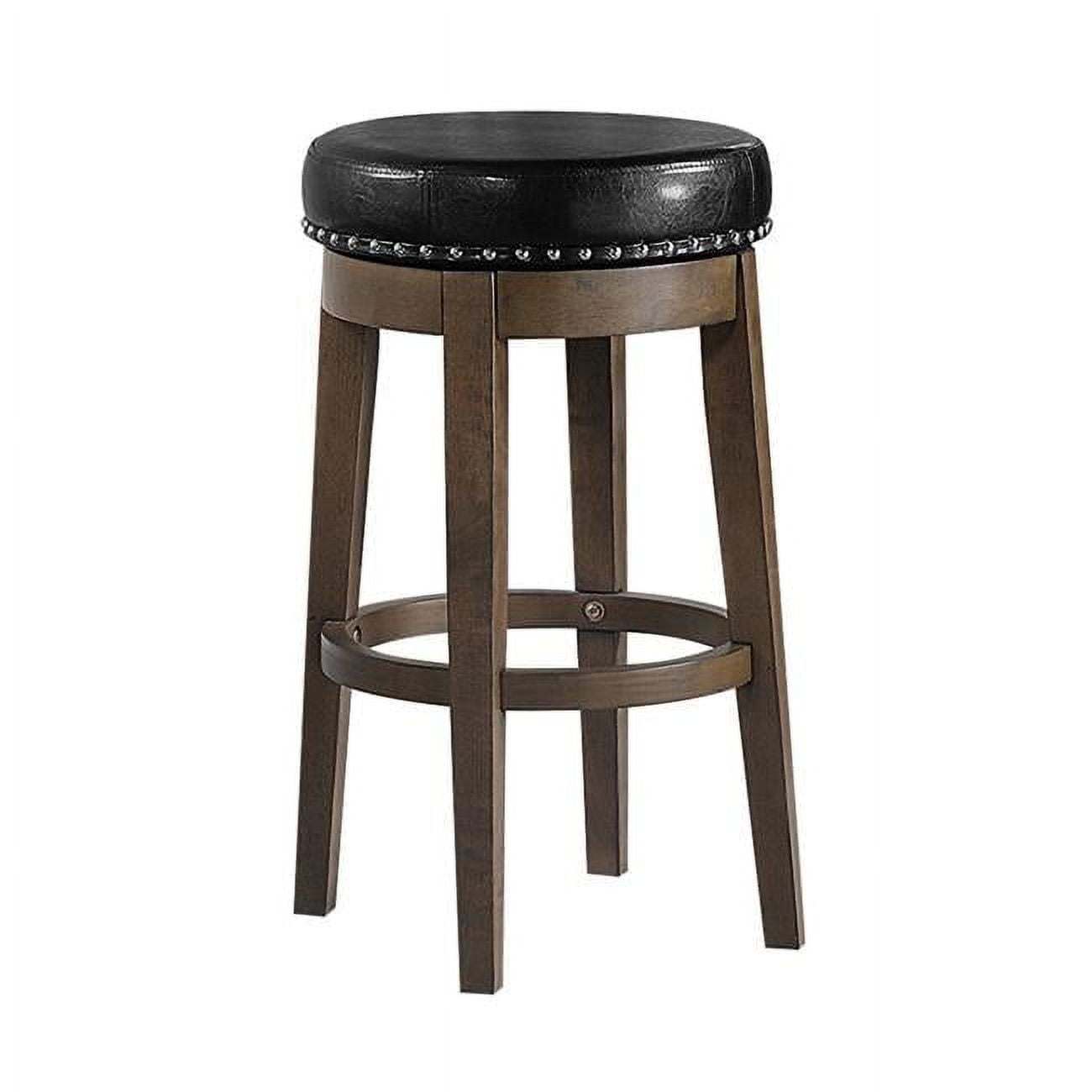 29 in. Round Swivel Bar Stool in Black Faux Leather - Set of 2 ...