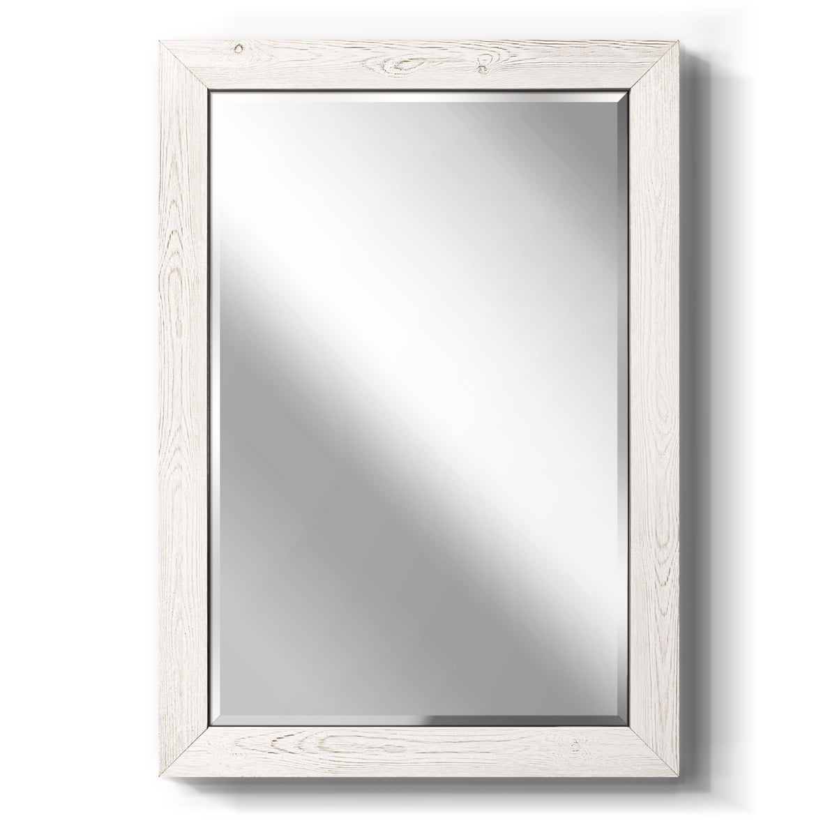 29 in. W x 41 in. H Framed Rectangle Beveled Edge Wood Mirror in Rustic ...