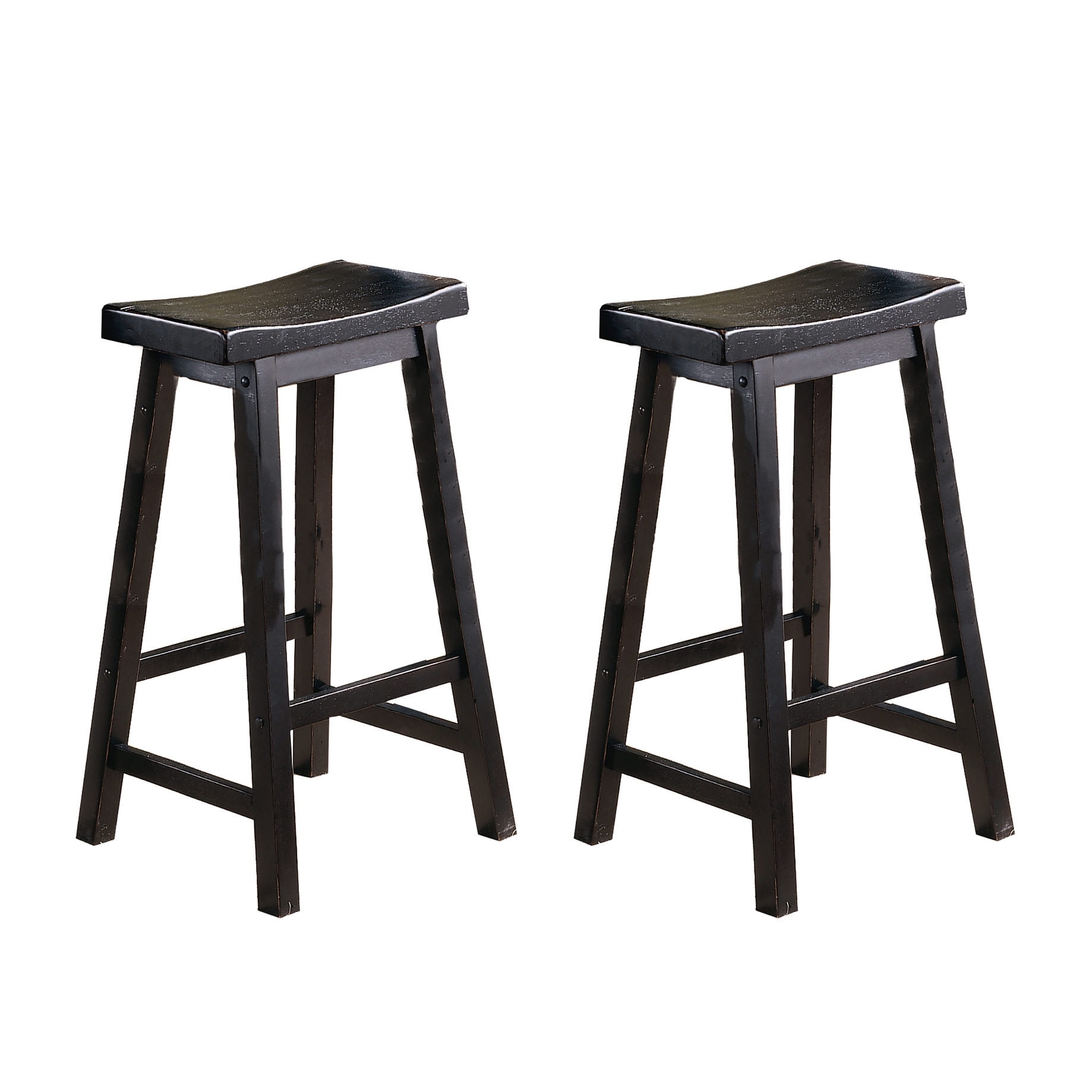 29-inch Saddle Seat Bar Stools, Set of 2 | For Dining Room Use | Black ...