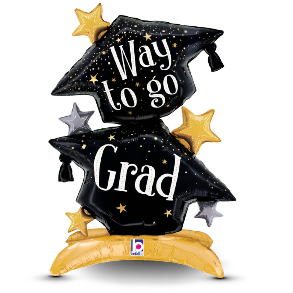 29 inch Standups Way To Go Grad Cap Betallic Foil Mylar Balloon - Party ...