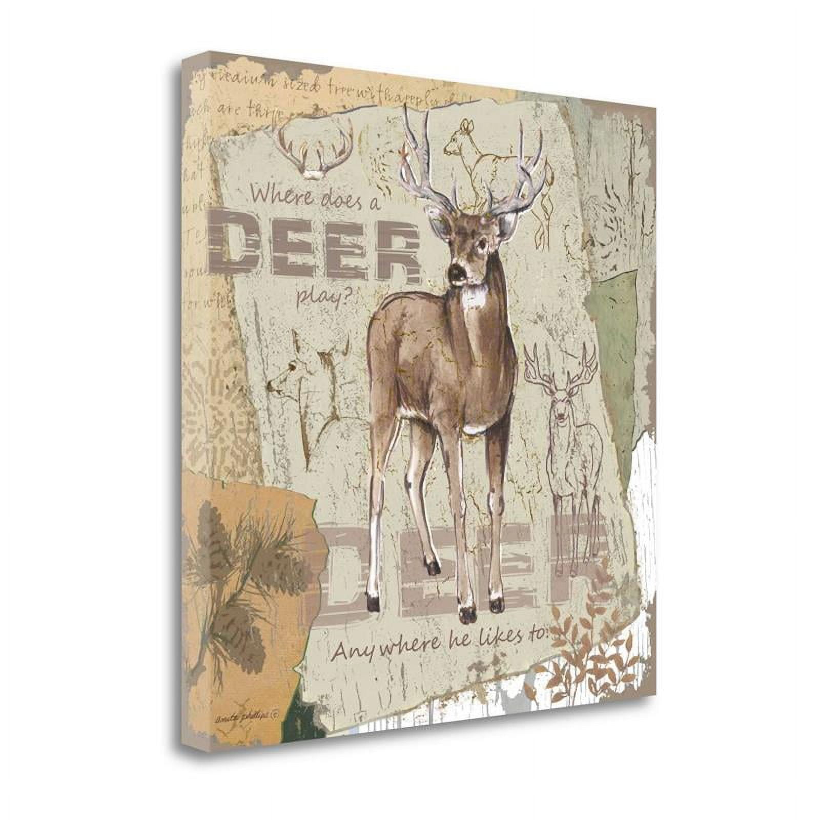 29" x 29" Deer Play by Anita Phillips - Print on Canvas Fabric Multi ...