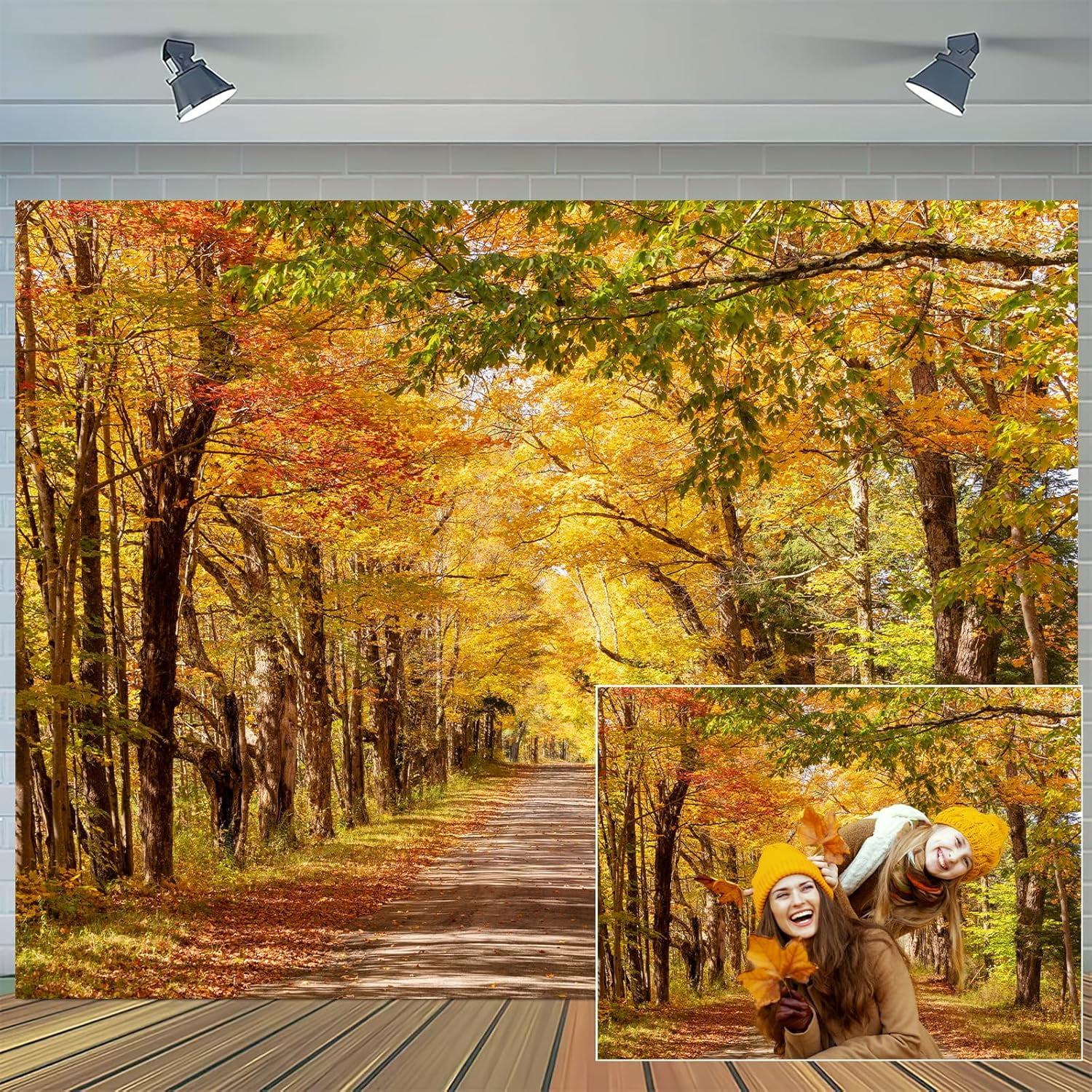 29 x 37 Inch Fall Forest Background Thanksgiving Forest Path Backdrop ...