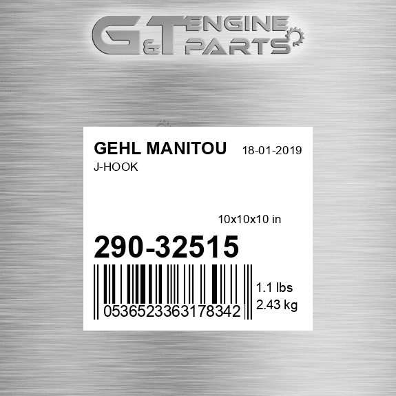 290-32515 J-HOOK fits Gehl Manitou (New OEM) - Walmart.com