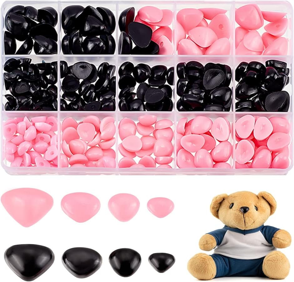 290Pcs 8 Sizes Plastic Nose Craft Triangle Nose with Half Drill Hole ...