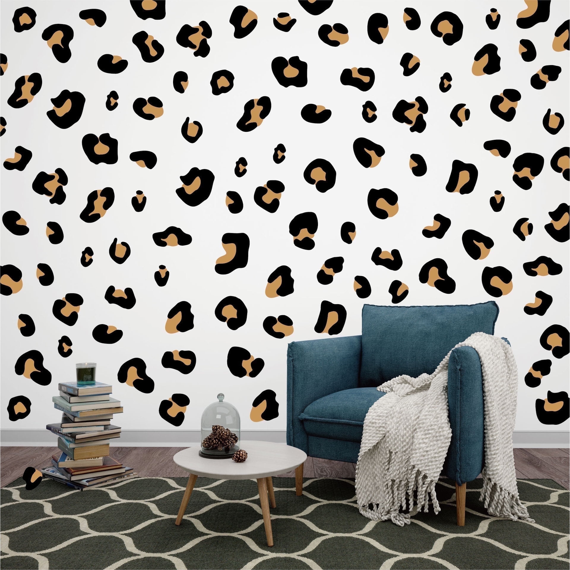290Pcs Wall Stickers Brown Leopard Print Decals Peel and Stick for ...