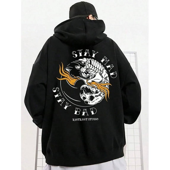 290g Hoodie _ 1pc Hoodie _ 50_cotton_50_Polyester, Skull Graphic Print Hoodie With Pockets, Men ...