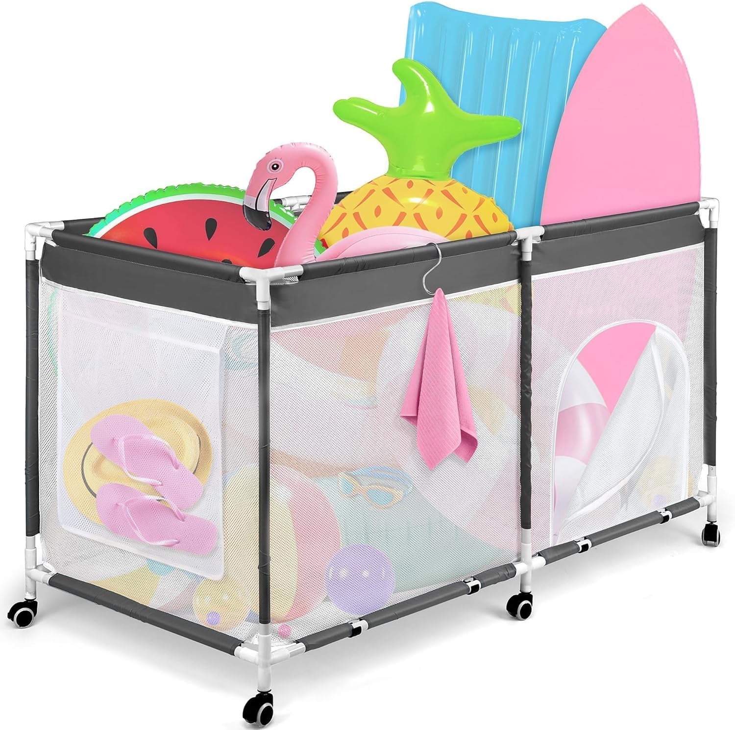 295 Gallon 70 Inch Pool Storage Bin, Holder for Noodles, Floats, Balls ...