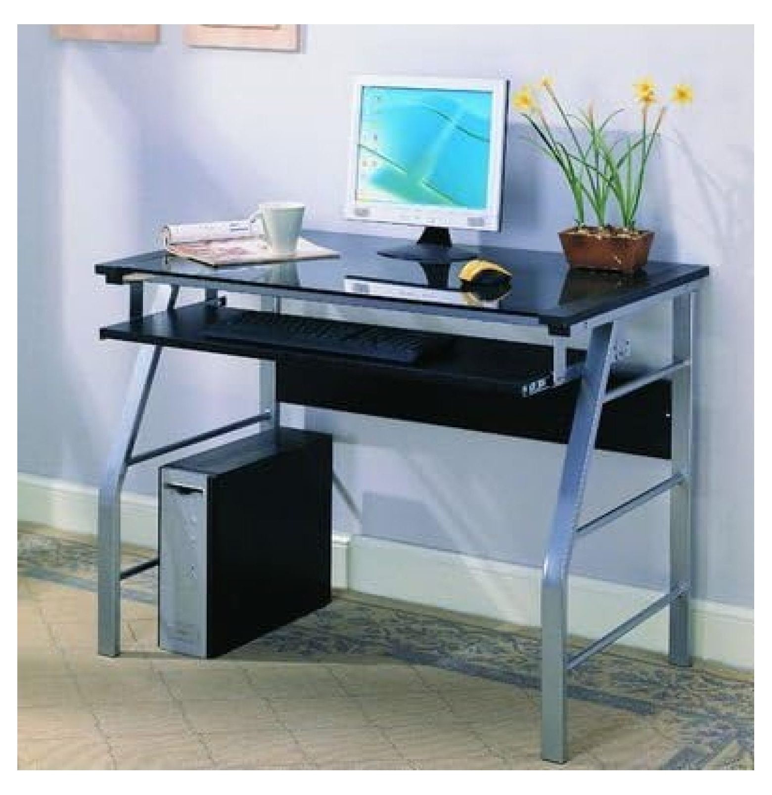 2950 Computer Desk with Tempered Glass - Walmart.com