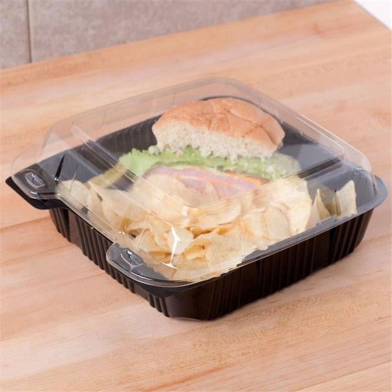 29579 9 x 9 x 3 in. Base Hinged Pete Container, Black - Large - Case of ...