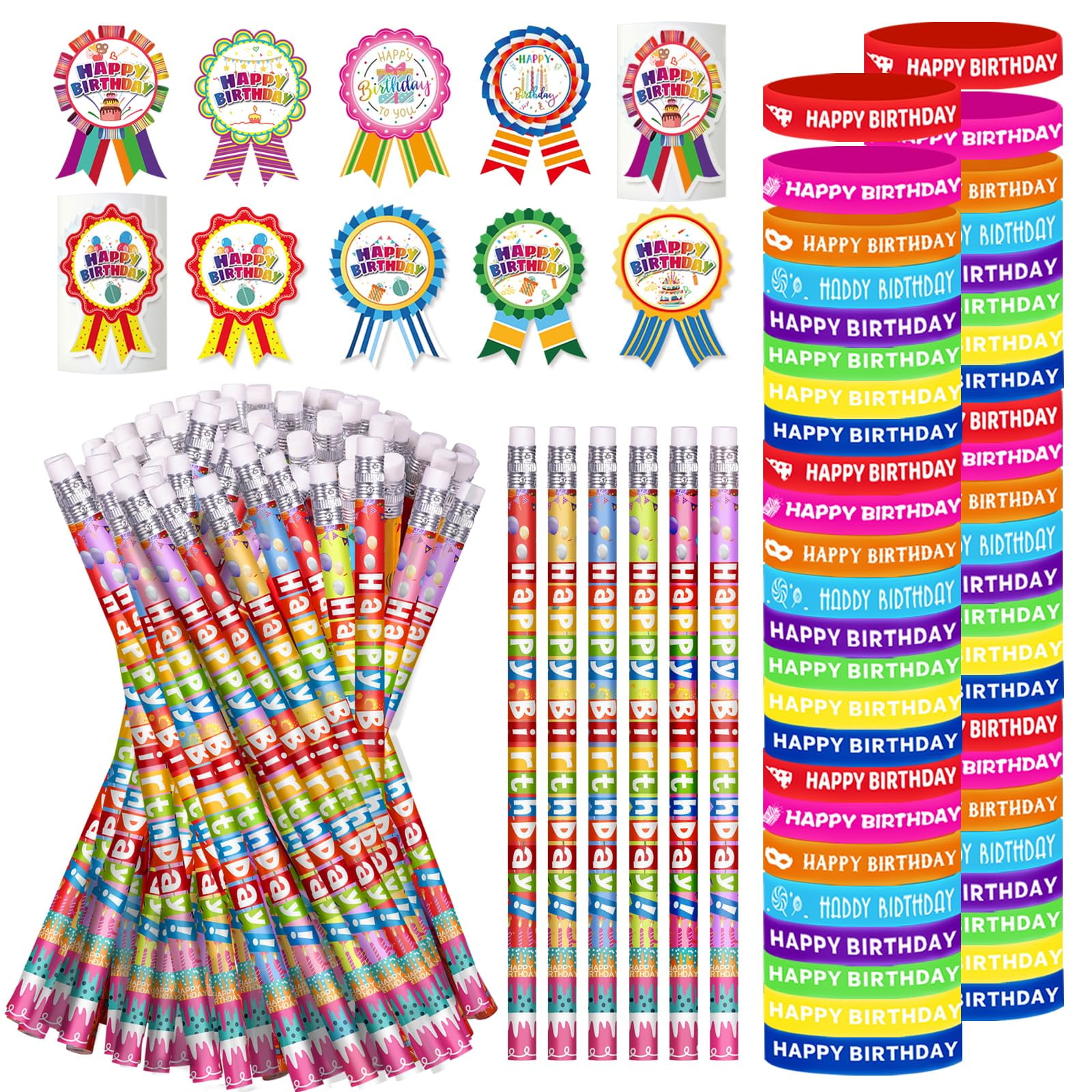 296 Pcs Birthday Pencils Set 48 Happy Birthday Pencils 48 Happy ...