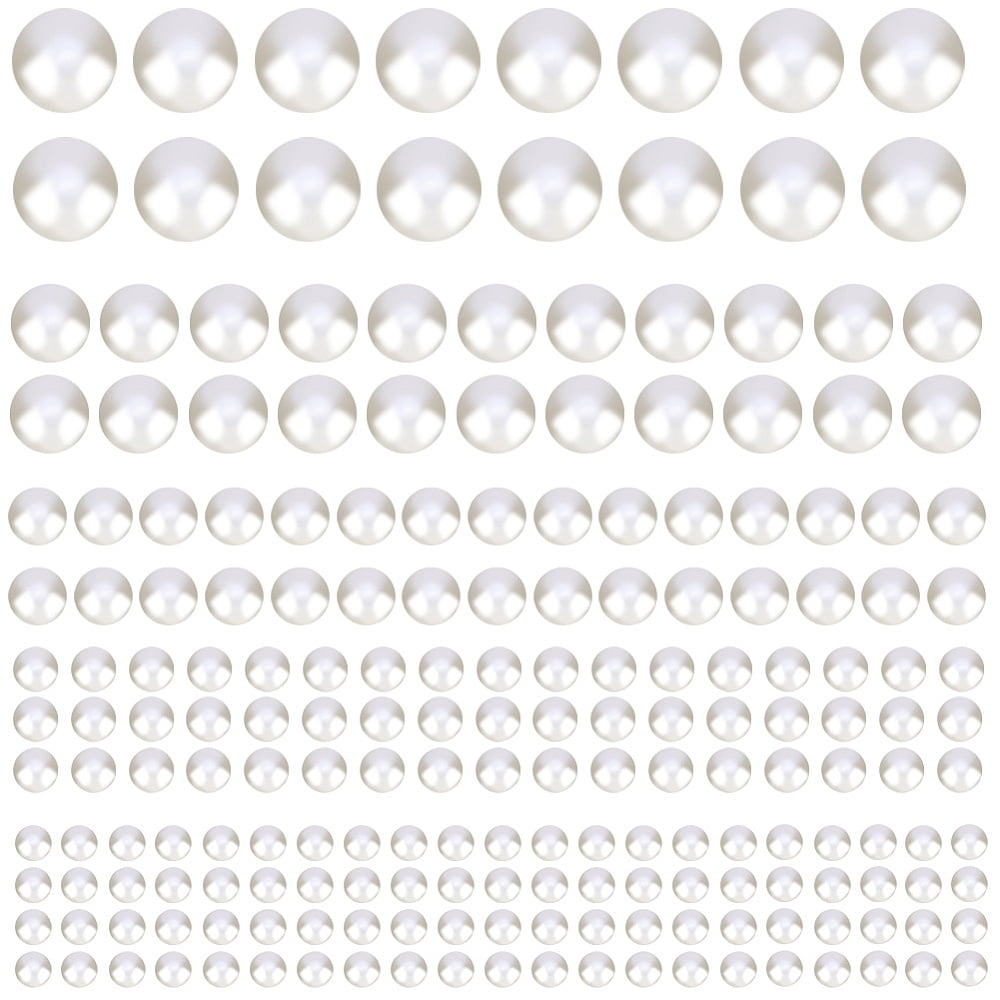 2980Pcs 5 Sizes Face Pearls Beige Pearl Stickers Bulk Flat Round ...