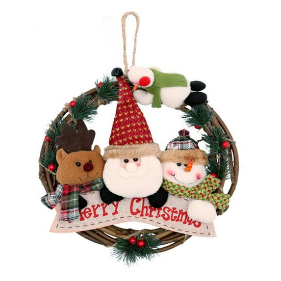 29Cm Christmas Wreath Decoration Rattan Door Wreath Christmas Front Door Decor - Walmart.com